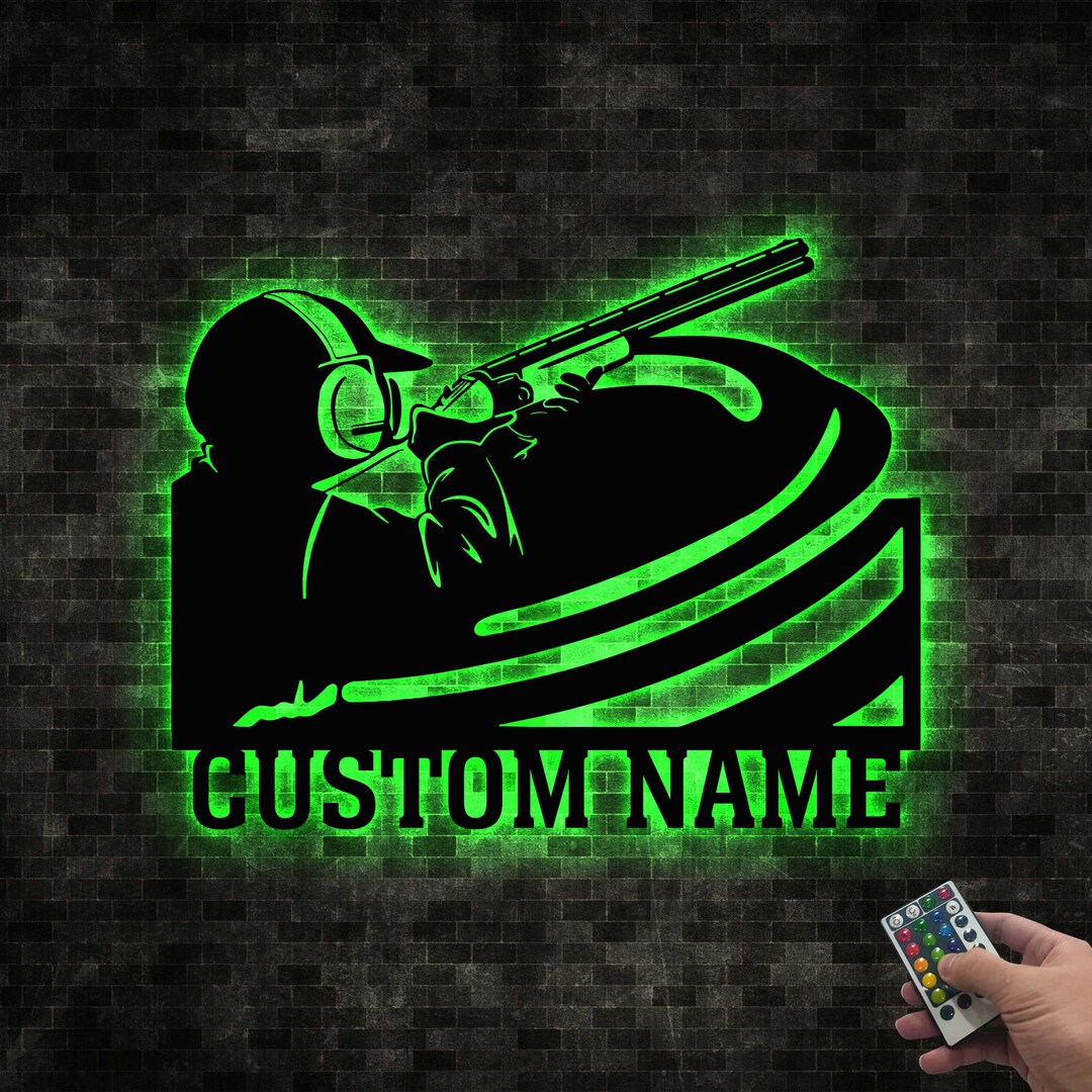 Personalized Trap Shooting Metal Sign Wall Art LED Lights Shooting ...