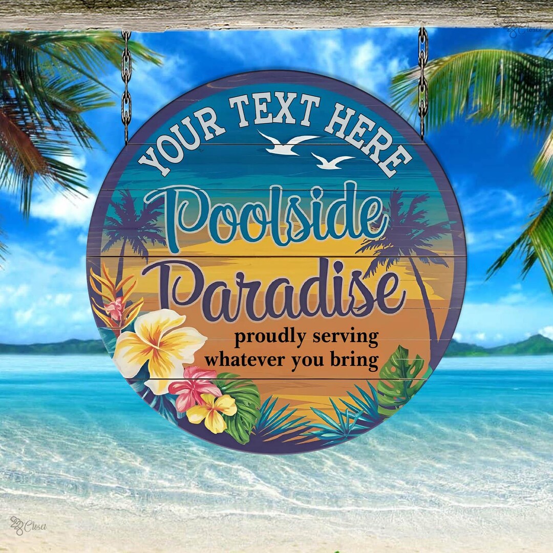 Personalized Beach Bar Metal Sign Wall Art, Tiki Bar Metal Sign, Tiki ...