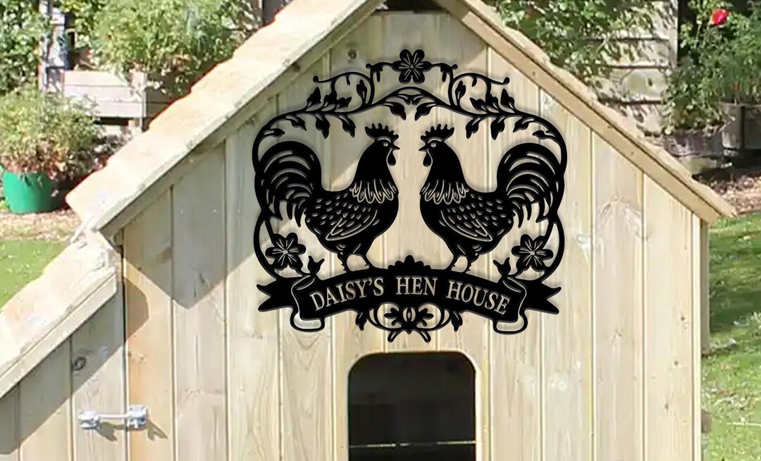Personalized Metal Chicken Name Sign, Garden Decor, Outdoor Large Sign ...