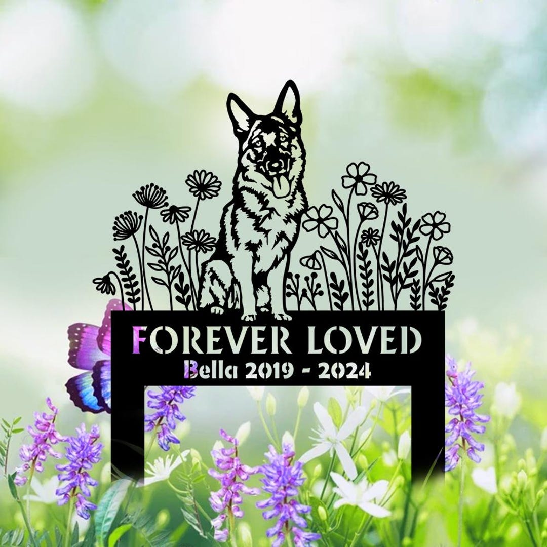 Personalized German Shepherd Memorial Stake, Metal German Shepherd Sign ...