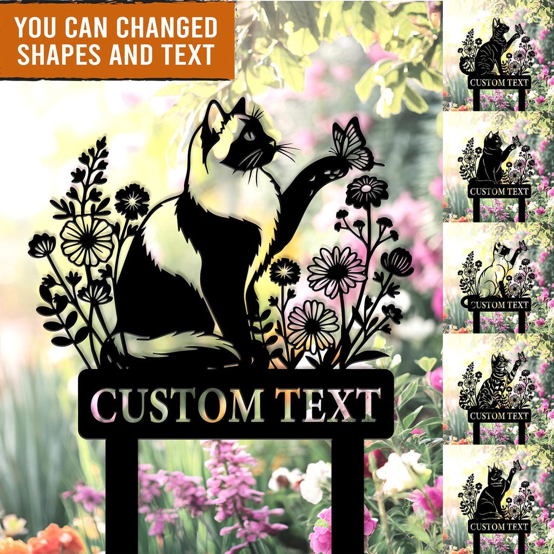 Custom Cat Garden Sign, Metal Yard Decor, Sympathy Gift, Cat Yard Stake ...