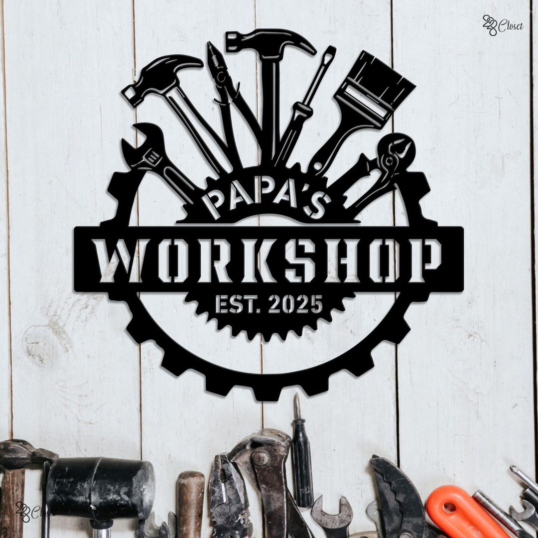 Custom Workshop Sign, Custom Metal Garage, Workshop Sign for Grandpa ...