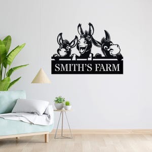 Custom Donkey Metal Sign, Personalized Donkey Metal Wall Decor, Donkey ...