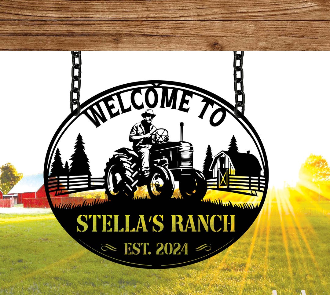 Custom Metal Tractor Sign, Tractor Name Sign, Farm Name Sign, Farm Sign ...