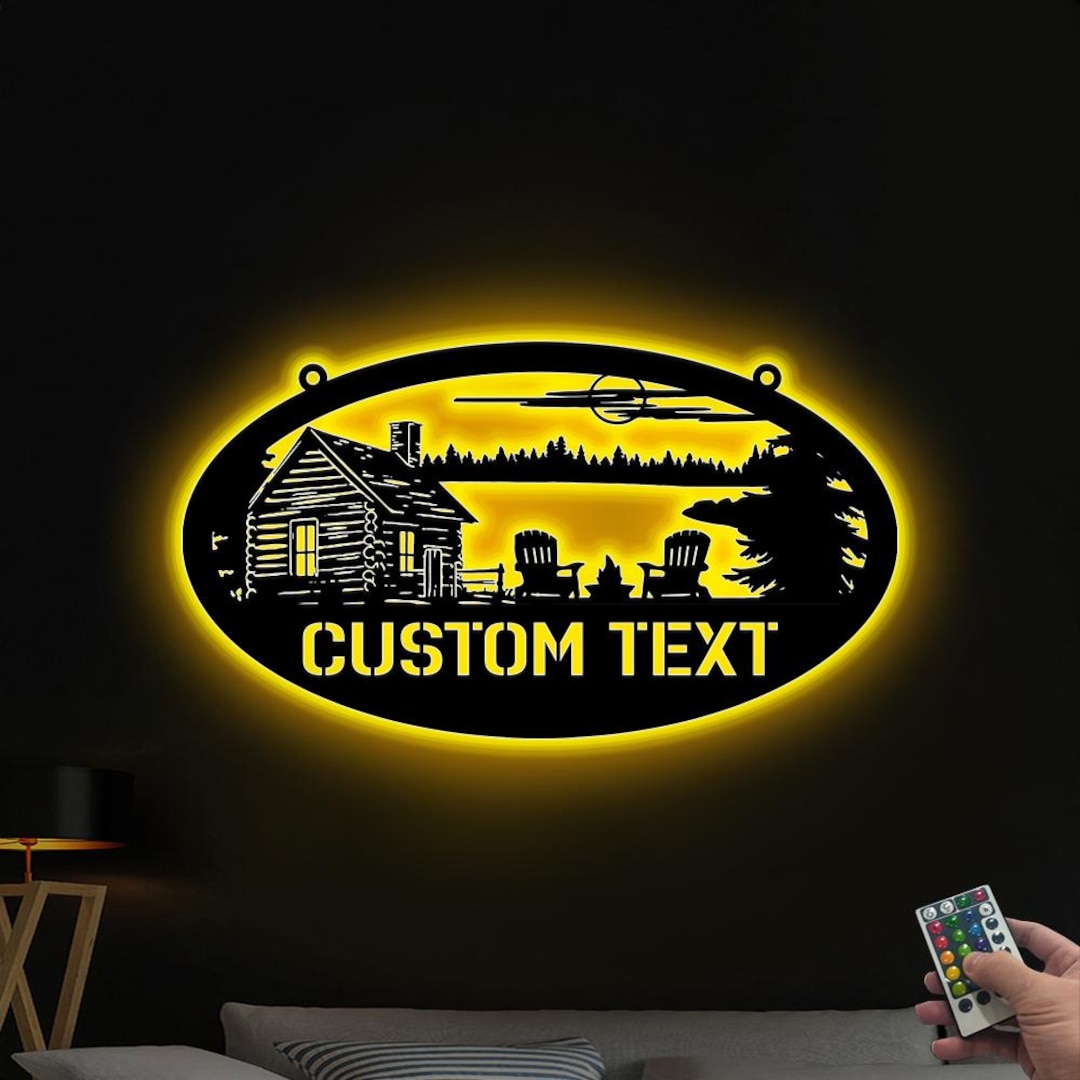 Custom Metal Lake Sign Led Light, Camping Lake Sign, Campfire Sign ...