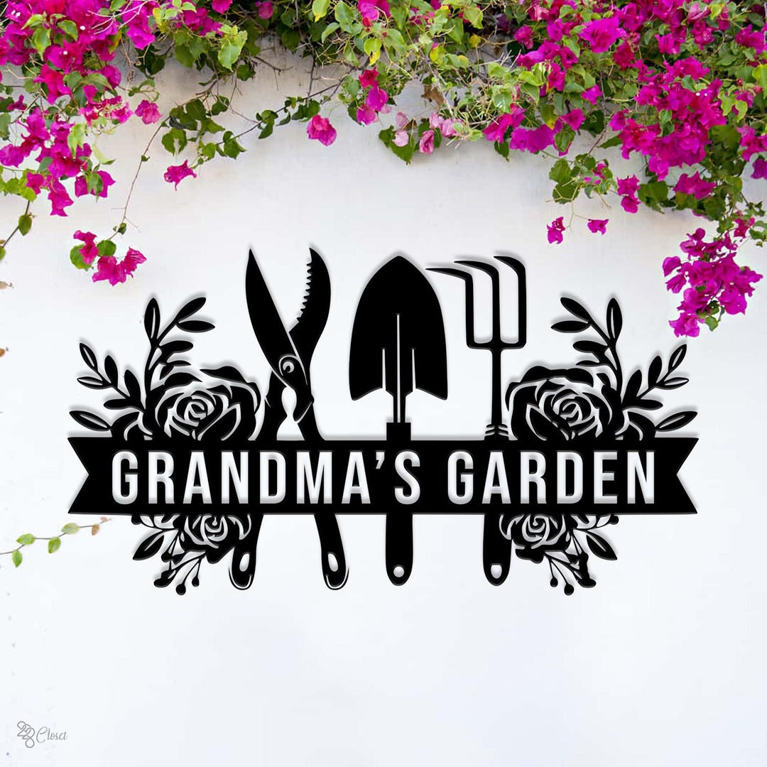 Custom Metal Garden Decor Wall Art, Garden Tools Sign, Personalised ...