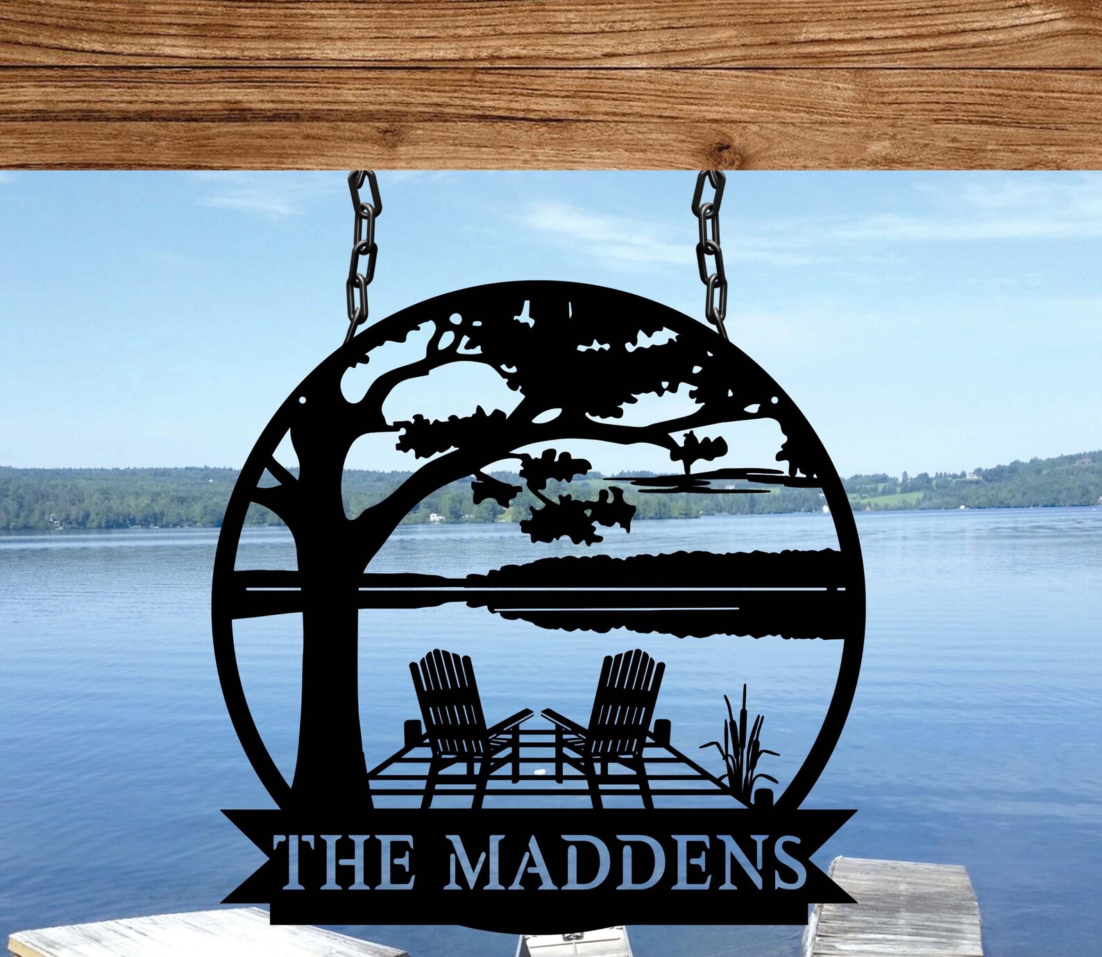 Custom Lake House Sign, Lake Scene Metal, Personalized Lake House Decor ...