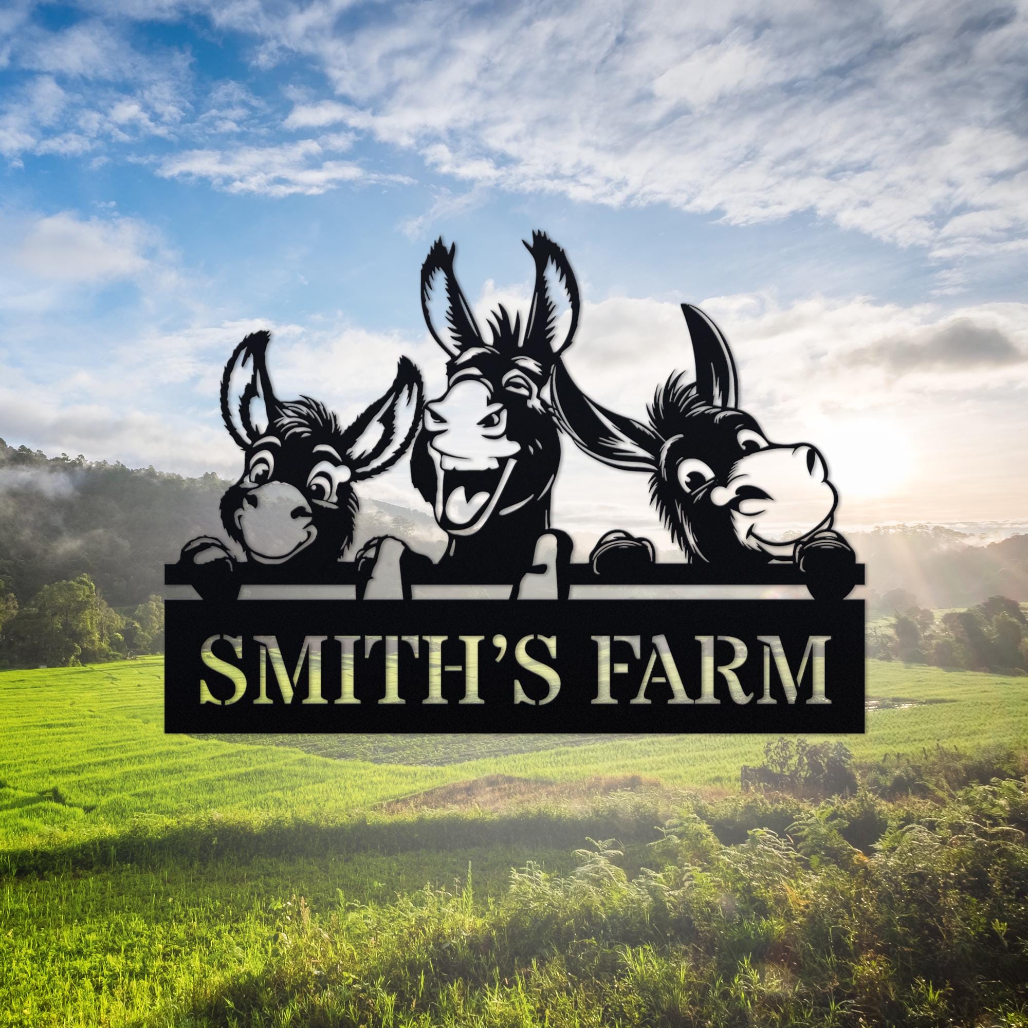 Custom Donkey Metal Sign, Personalized Donkey Metal Wall Decor, Donkey ...