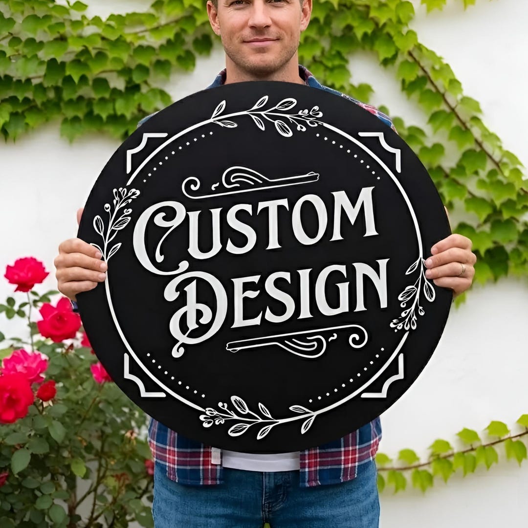 Custom Logo Sign Your Design Own Metal Sign, Customizable Round Any ...