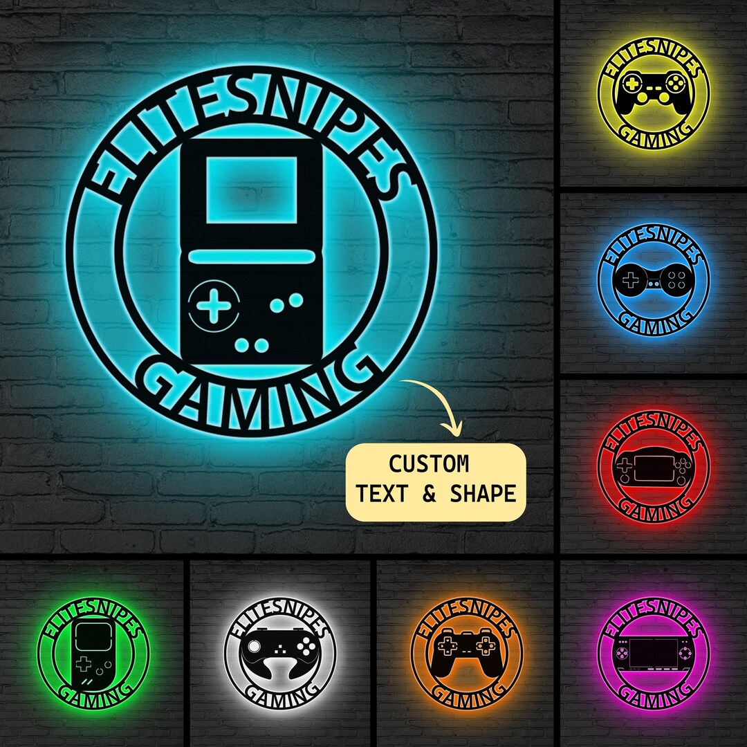 Custom Game Controller Metal Wall Art Led Light, Gamer Gifts, Game Room ...