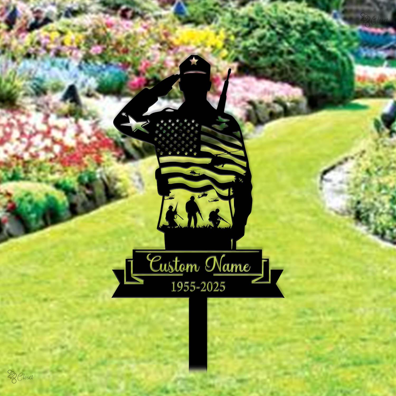 Custom Military Memorial Sign, Veteran Grave Marker, Custom Memorial ...