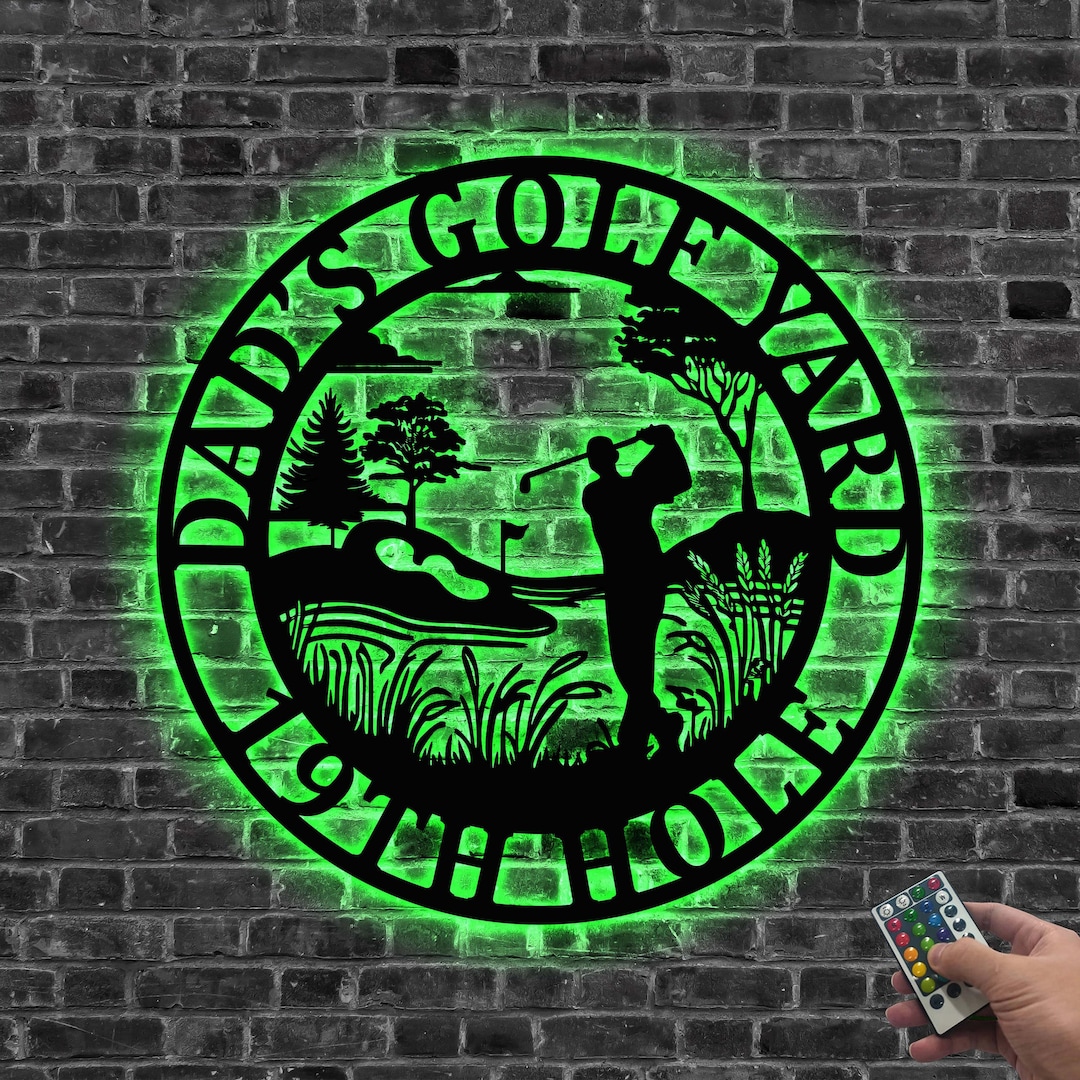 Personalized Metal Golf Sign Led Light, 19th Hole Metal Sign, Custom ...