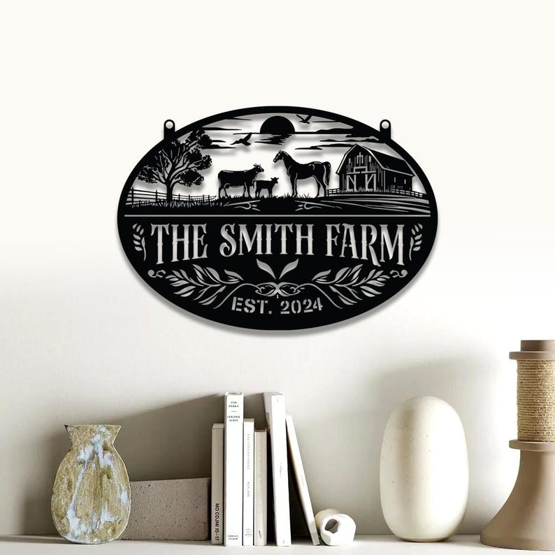 Custom Farmhouse Metal Sign Wall Art, Personalized Metal Farm Sign ...