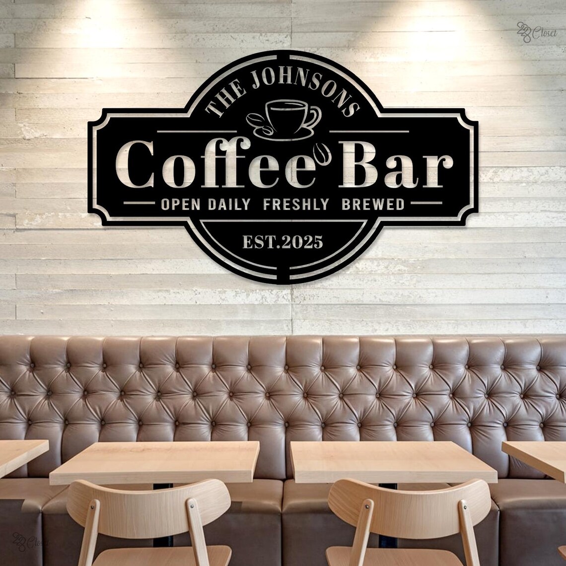 Custom Coffee Decor Coffee Bar Metal Wall Art, Personalized Coffee Bar ...