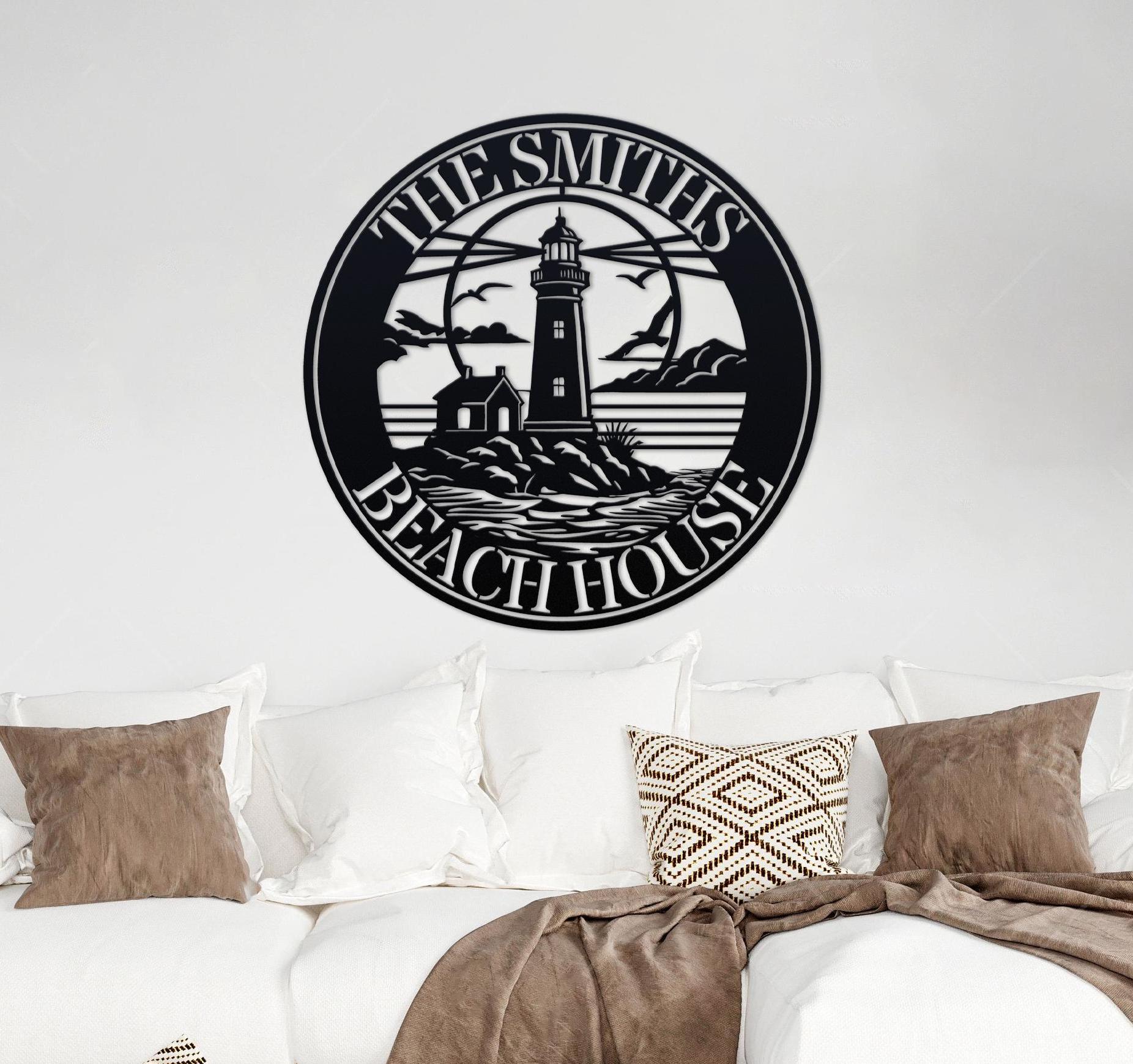 Personalized Light House Name Sign, Custom Lighthouse Metal Wall,beach ...