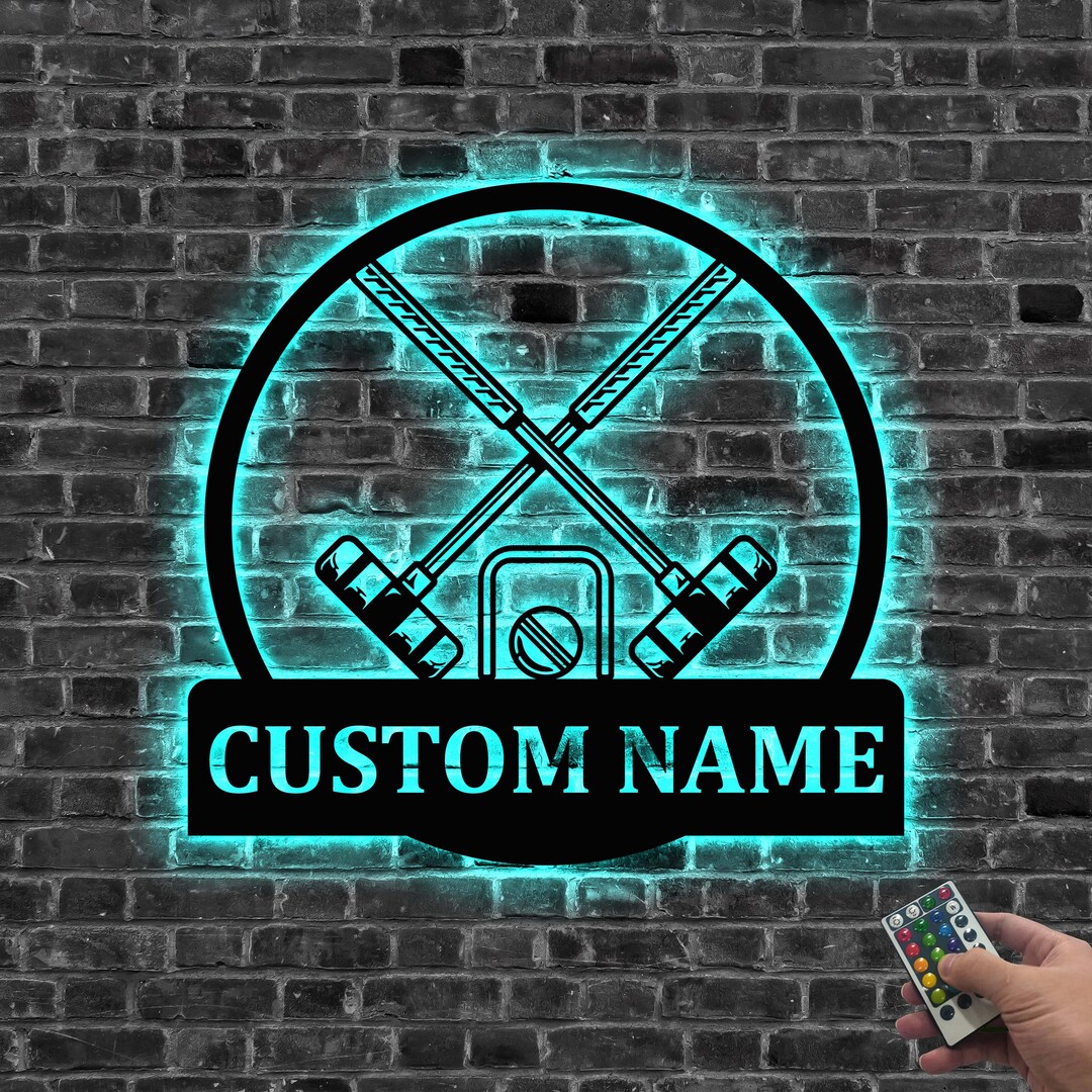 Personalized Croquet Metal Led Lights, Custom Croquet Metal Sign ...