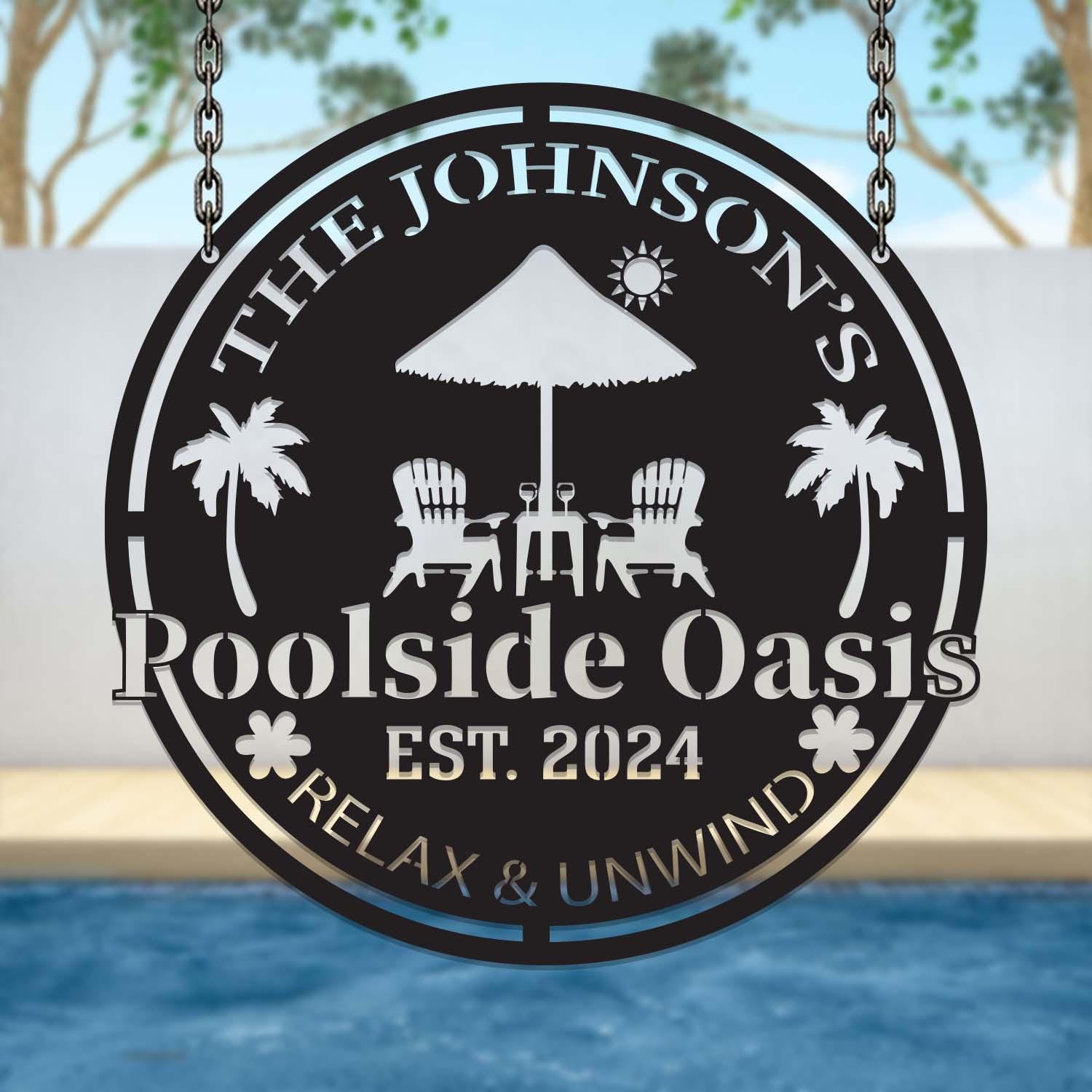 Custom Backyard Pool Sign, Poolside Oasis Sign Patio Sign, Swimming ...