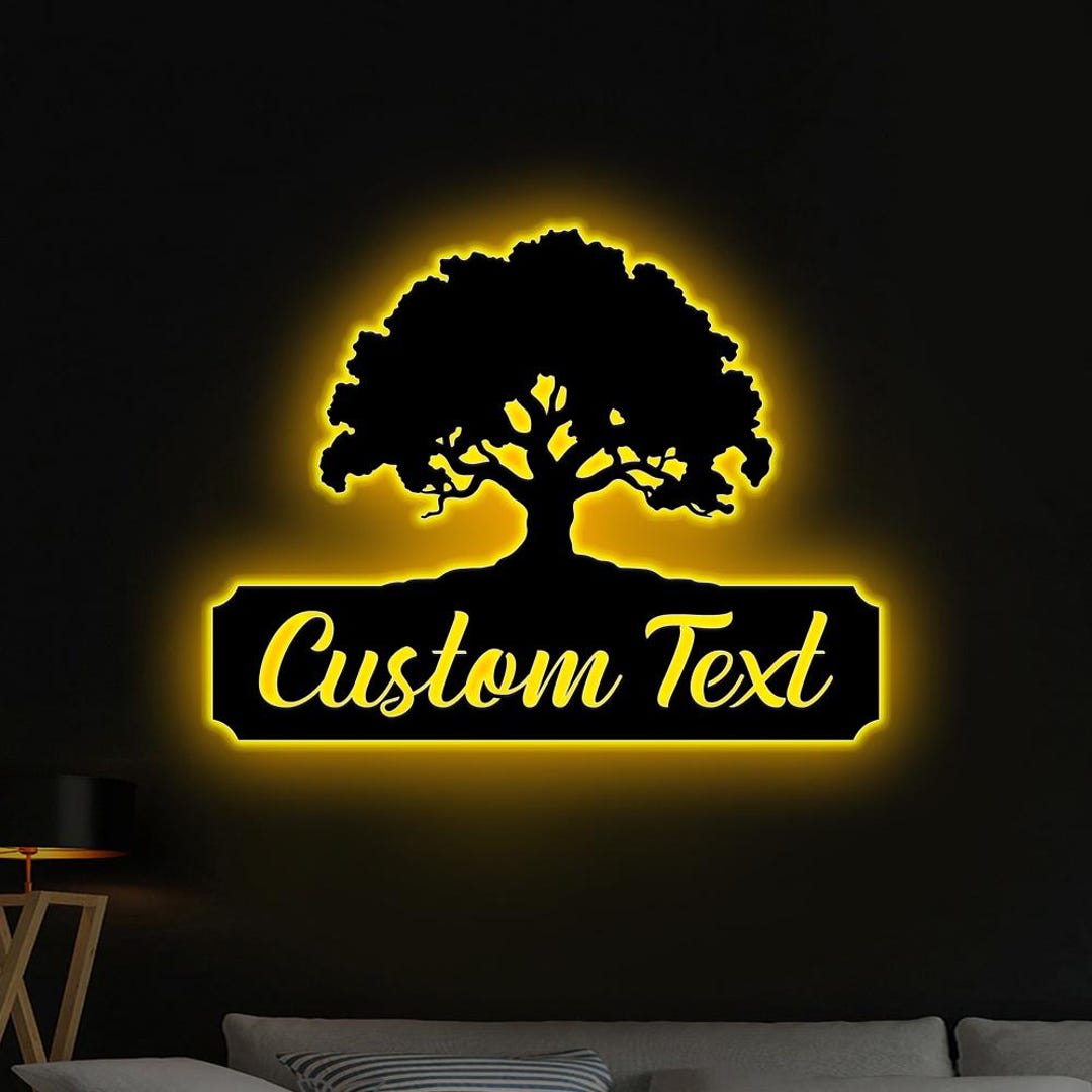 Custom Oak Tree Metal Wall Led Light, Oak Tree Metal Wall Light ...