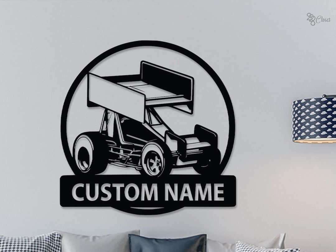 Custom Sprint Car Metal Wall Art, Personalized Sprint Car Metal Signs ...