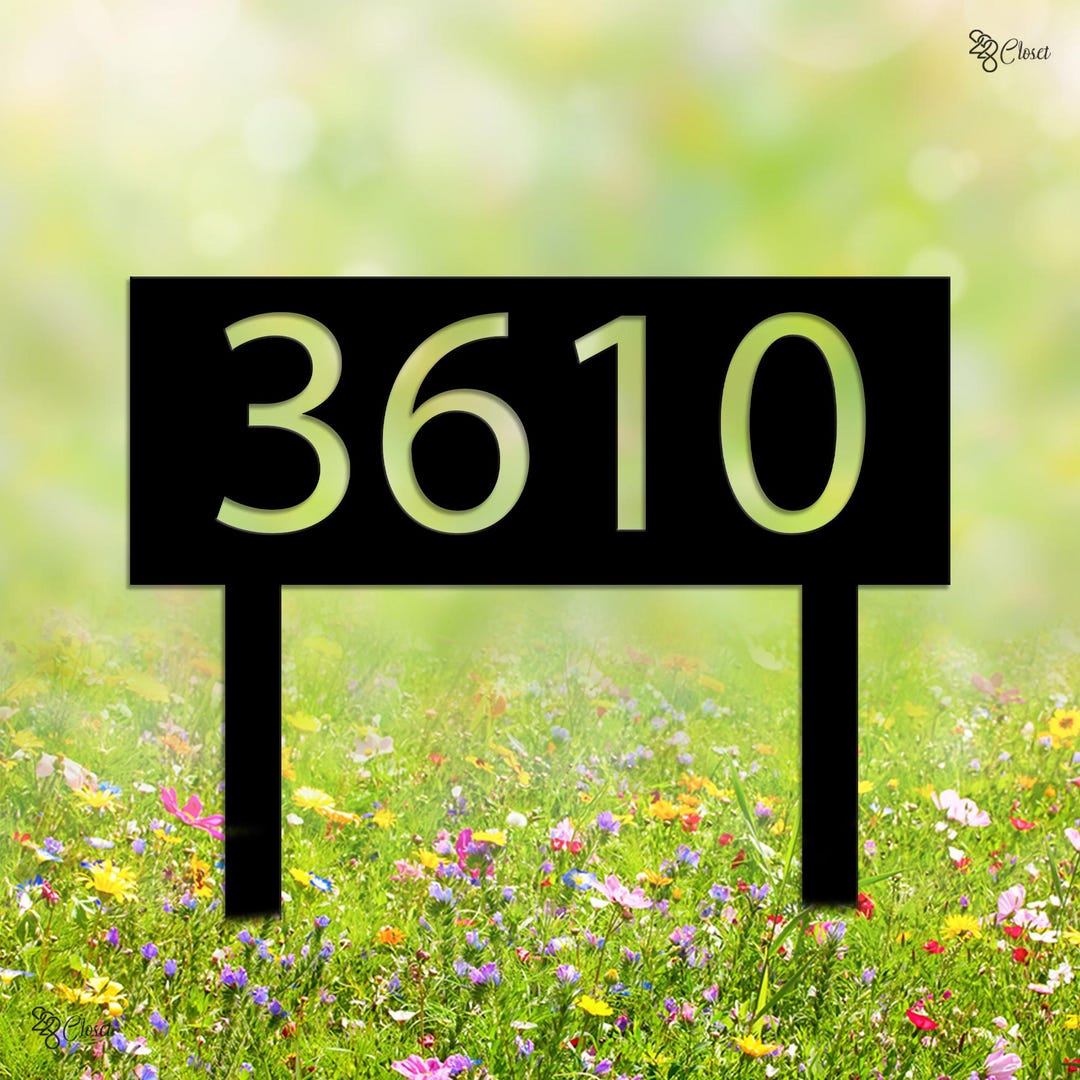 Modern Metal House Number Sign, Custom Address Yard Stake, Gift for ...