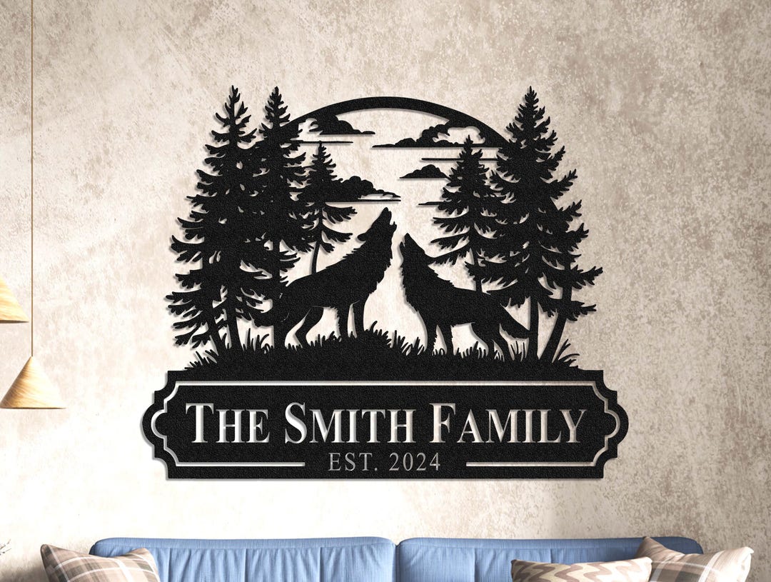 Personalized Wolf Metal Sign Wall Art, Custom Wolf Metal Sign Room ...