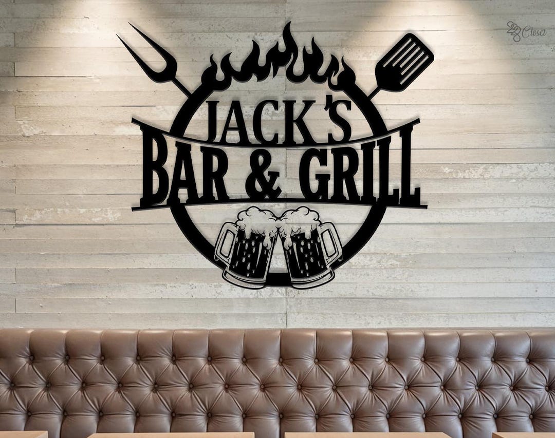 Personalized Metal BBQ Sign Wall Art – Custom Grill Sign – Backyard Bar ...