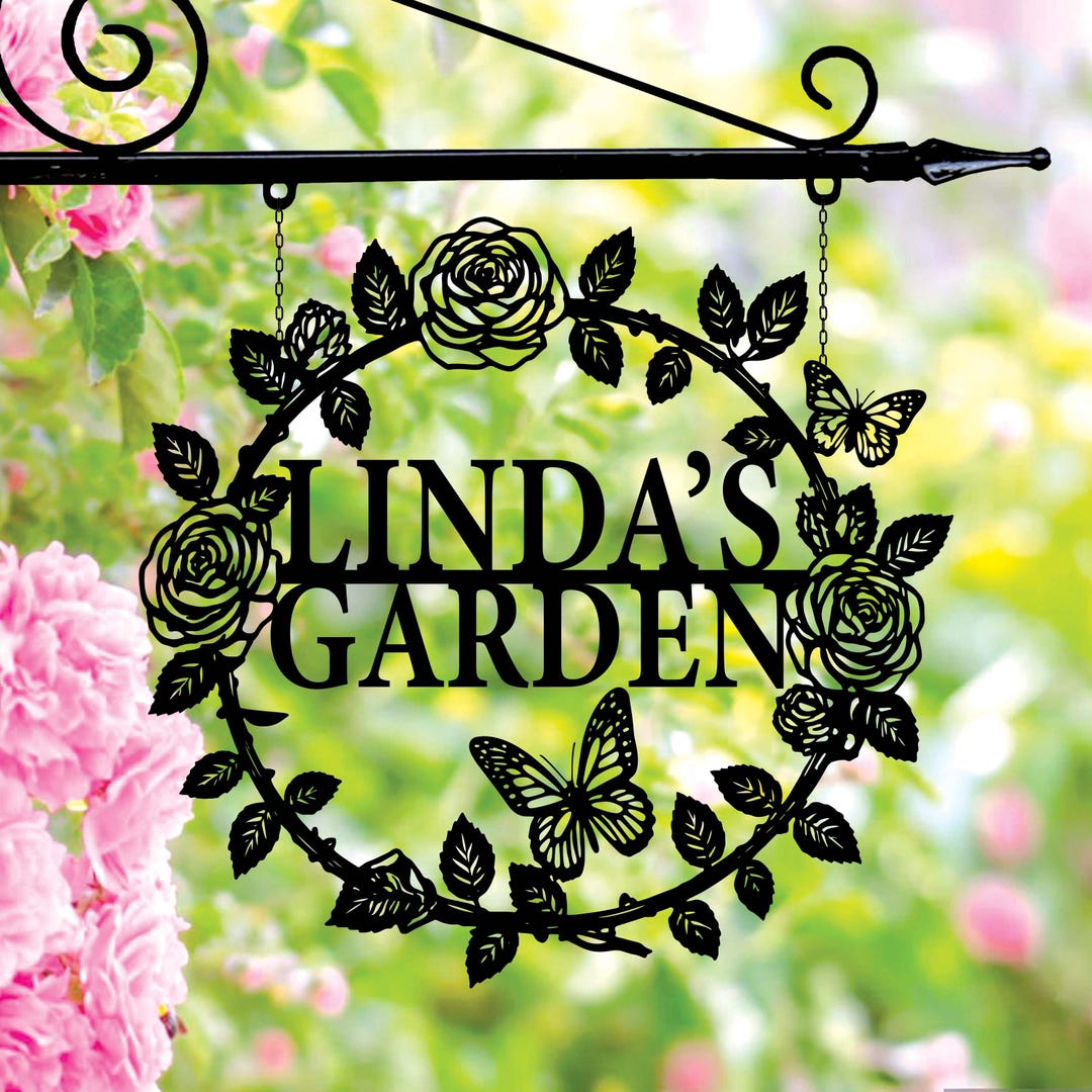 Personalized Rose Garden Sign, Custom Garden Name Sign, Custom Metal ...