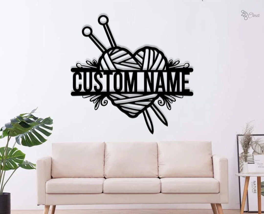 Personalized Knitting Room Sign Metal, Custom Craft Room Decor Knitting ...