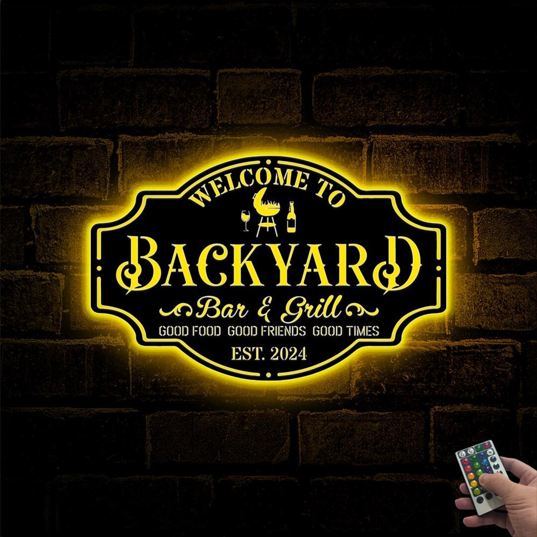 Custom Bar & Grill Sign Metal Sign Personalized Backyard Sign Bar Signs ...