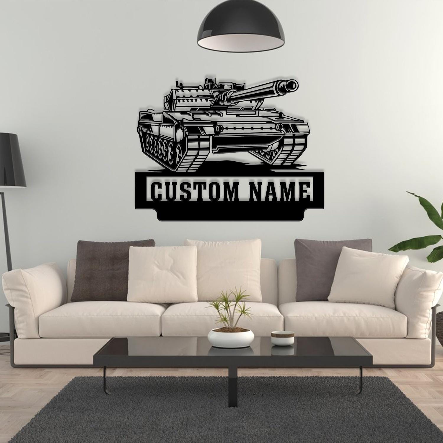 Custom Soldier Military Tank Metal Sign Wall Art, Personalized Army ...