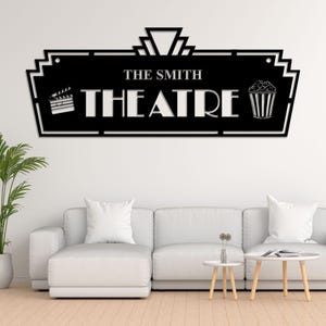 Personalized Home Theater Metal Wall Art With LED Light, Custom Theater ...