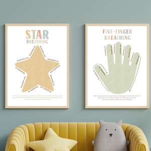 Set of 2 Five-finger Breathing and Star Breathing Printable Posters for ...