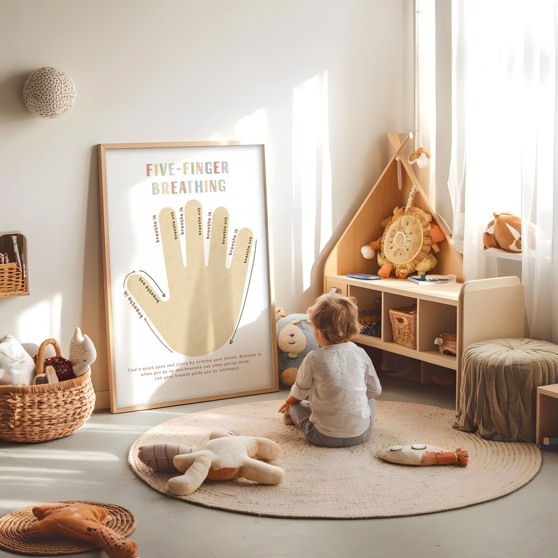 Five-finger Breathing Printable Wall Art | Mindfulness Poster for Kids ...