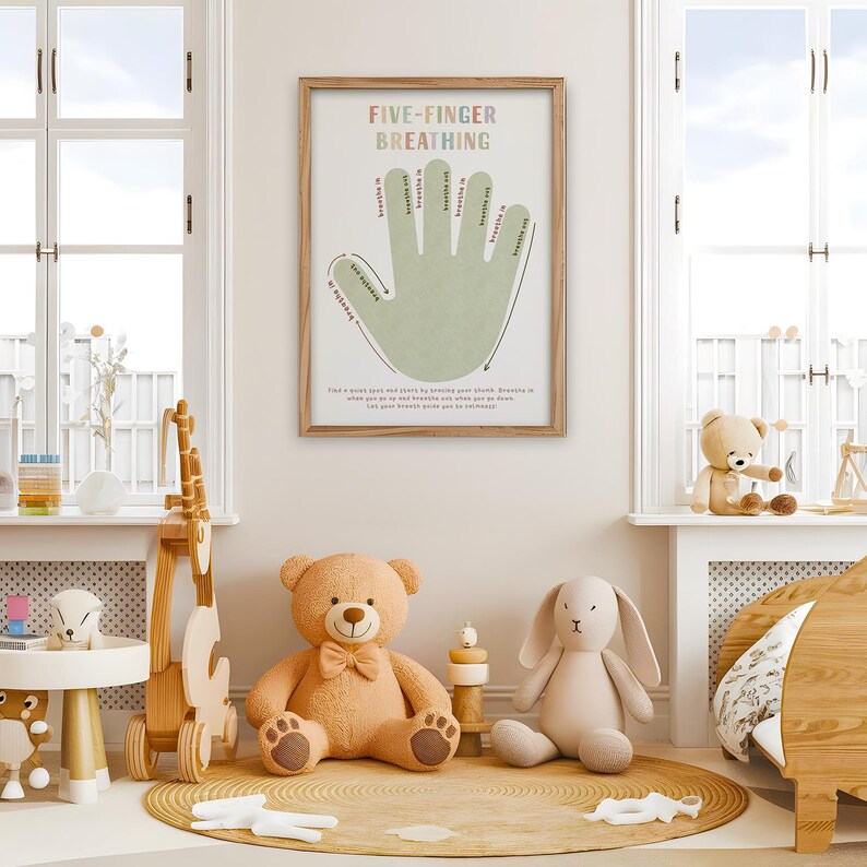 Kids' Five-finger Breathing Exercise Poster: Mindfulness Tool (digital ...