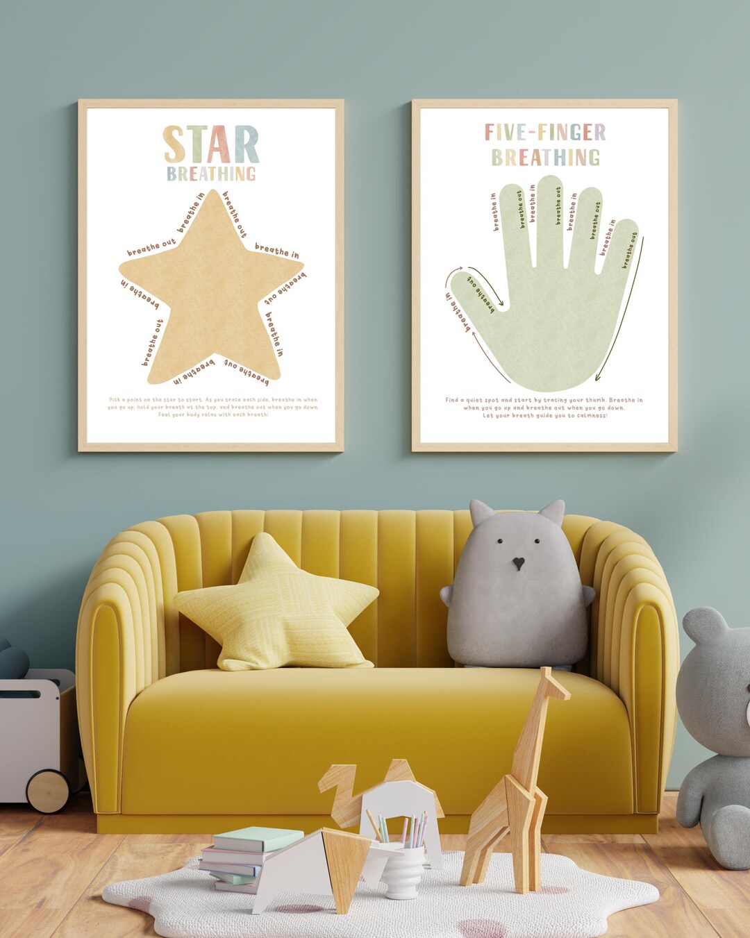 Set of 2 Five-finger Breathing and Star Breathing Printable Posters for ...
