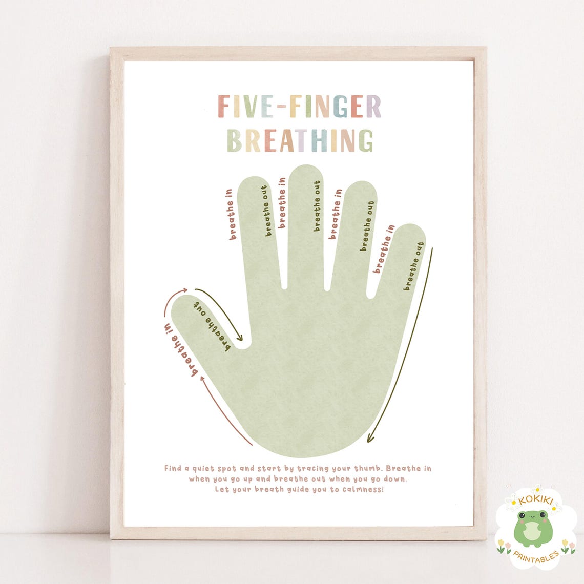 Five-finger Breathing Technique, Kids' Breathing Exercise Chart, Calm ...