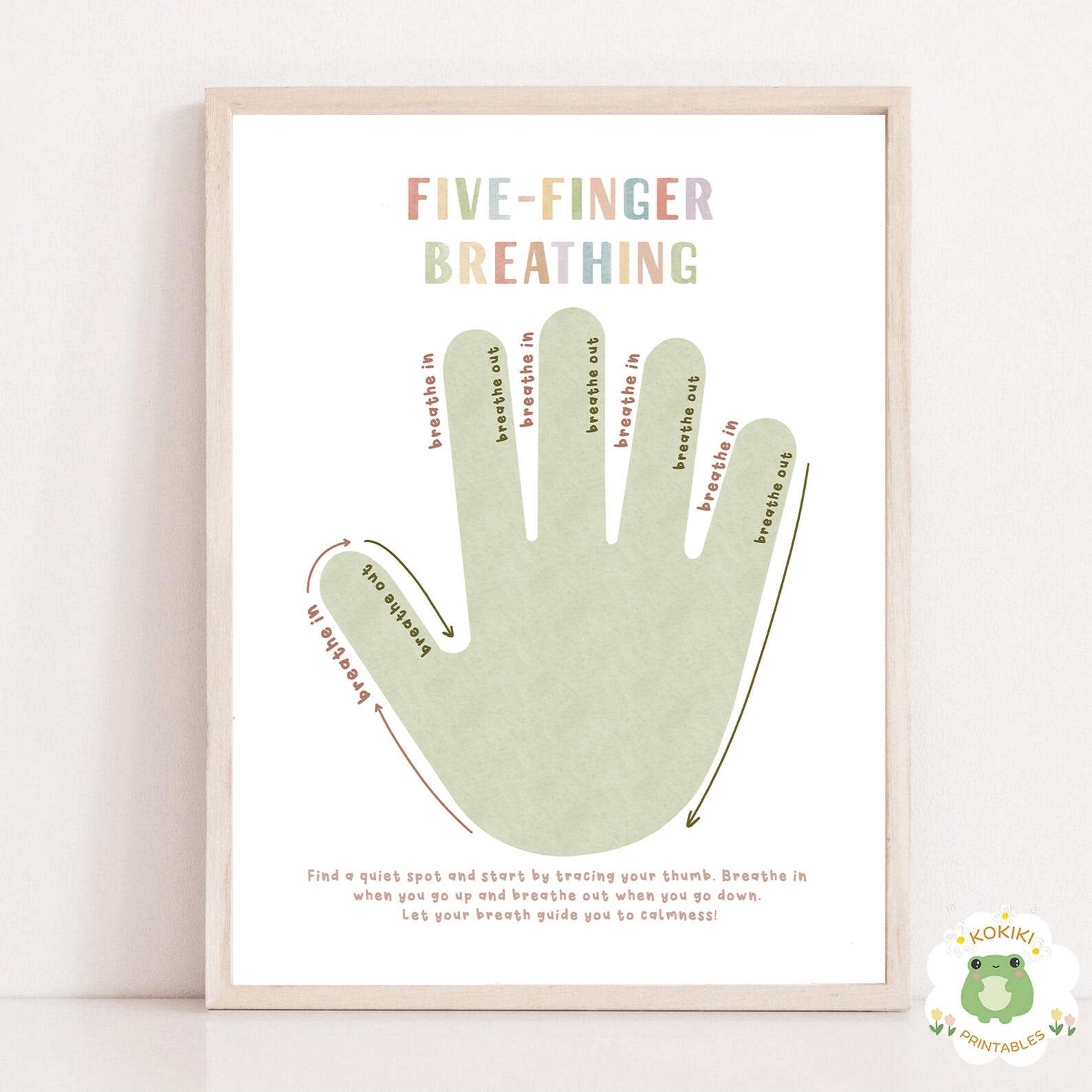Five-finger Breathing Technique, Kids' Breathing Exercise Chart, Calm ...