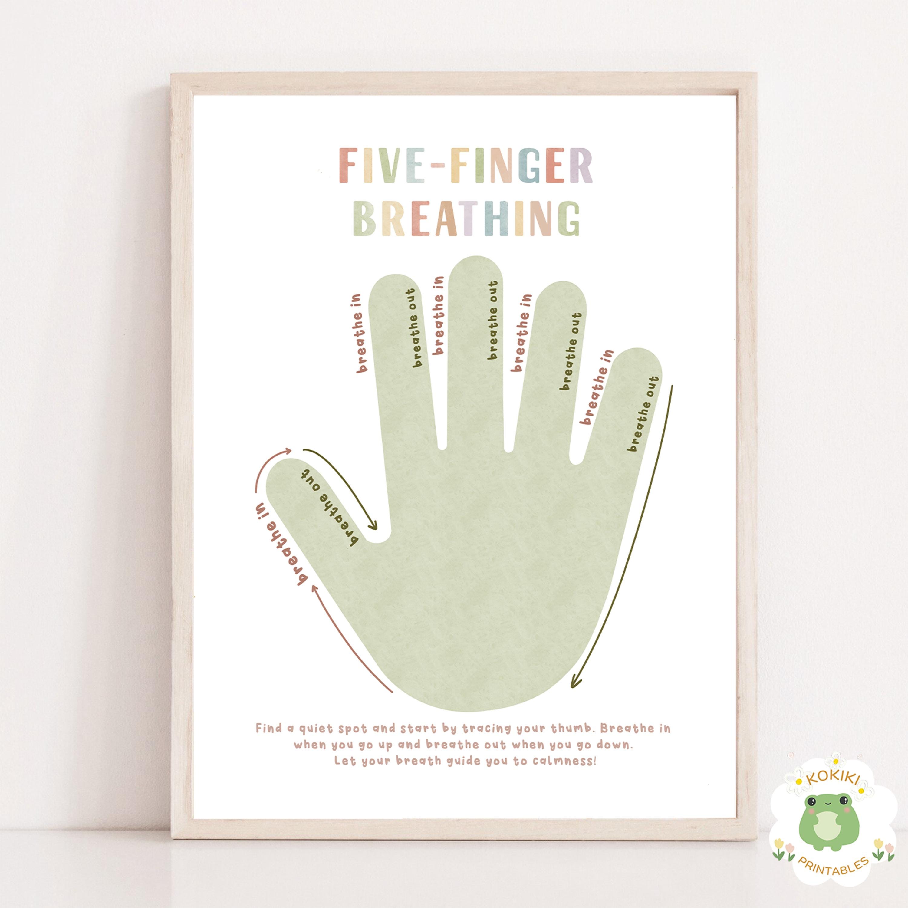 Five-finger Breathing Technique, Kids' Breathing Exercise Chart, Calm ...