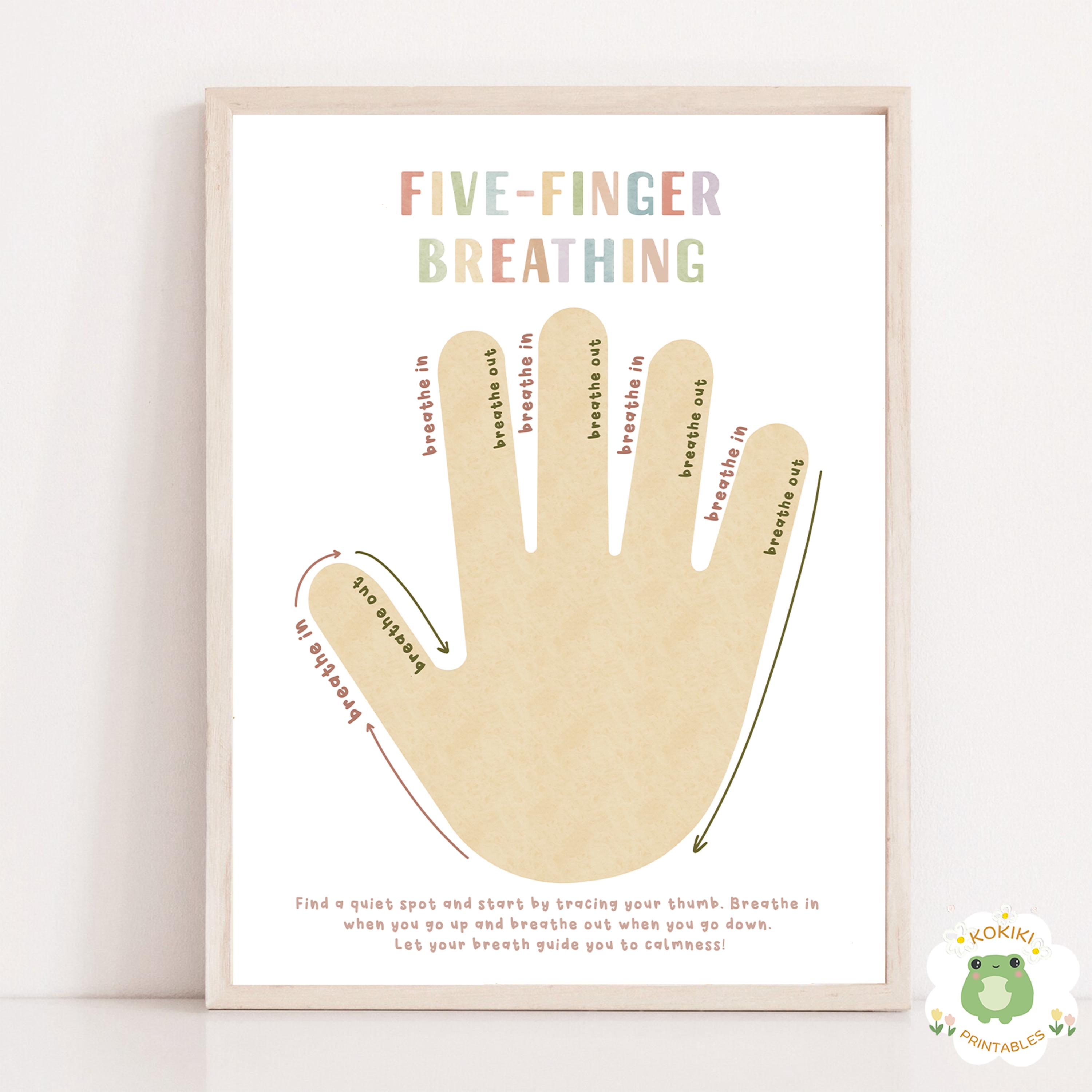 Five-finger Breathing Printable Wall Art | Mindfulness Poster for Kids ...