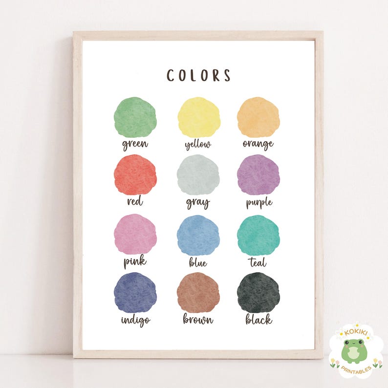 Color Chart Poster, Colours Wall Art, Kids Color Learning, Educational ...