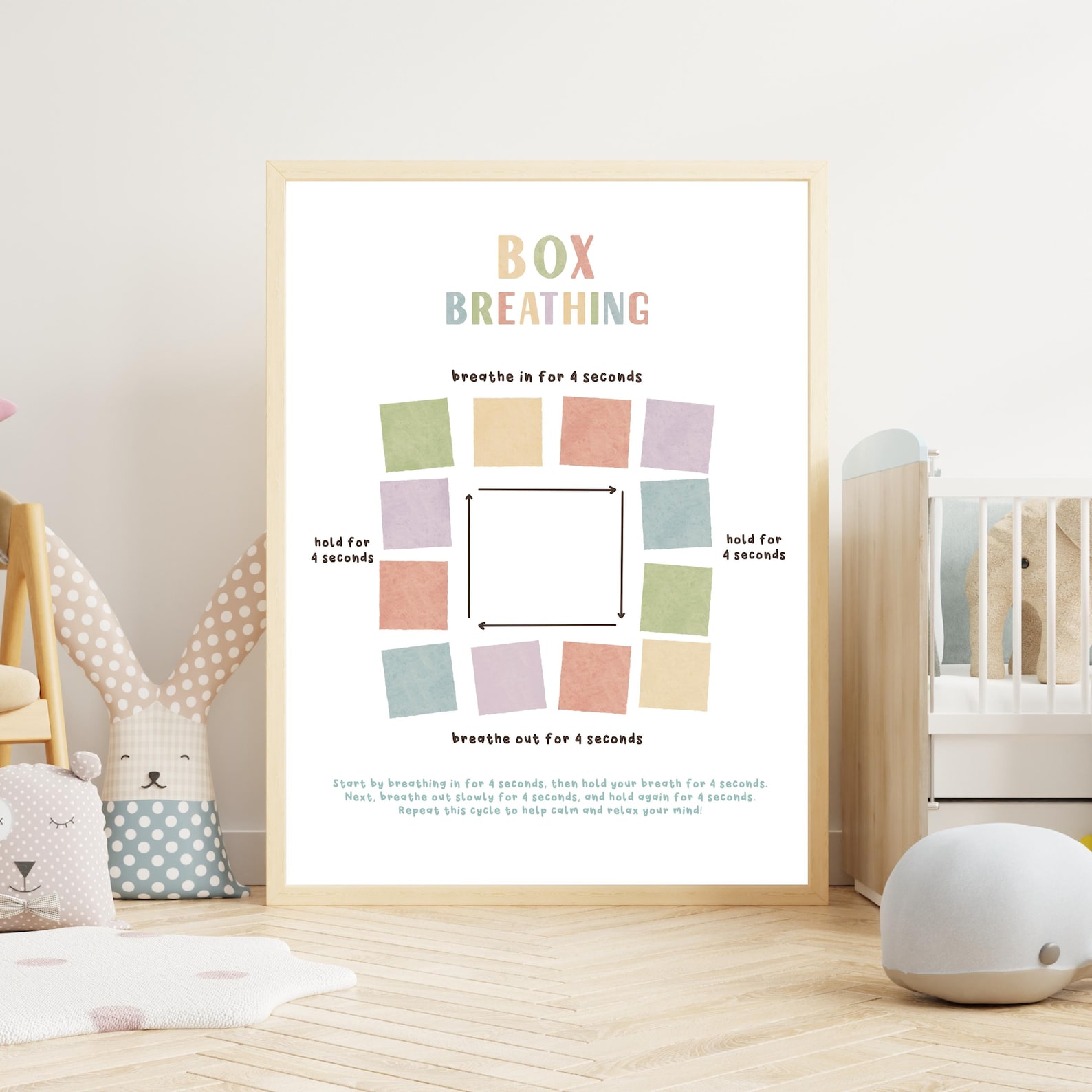 Box Breathing Poster, Kids Breathing Exercise, Mindfulness for Kids ...