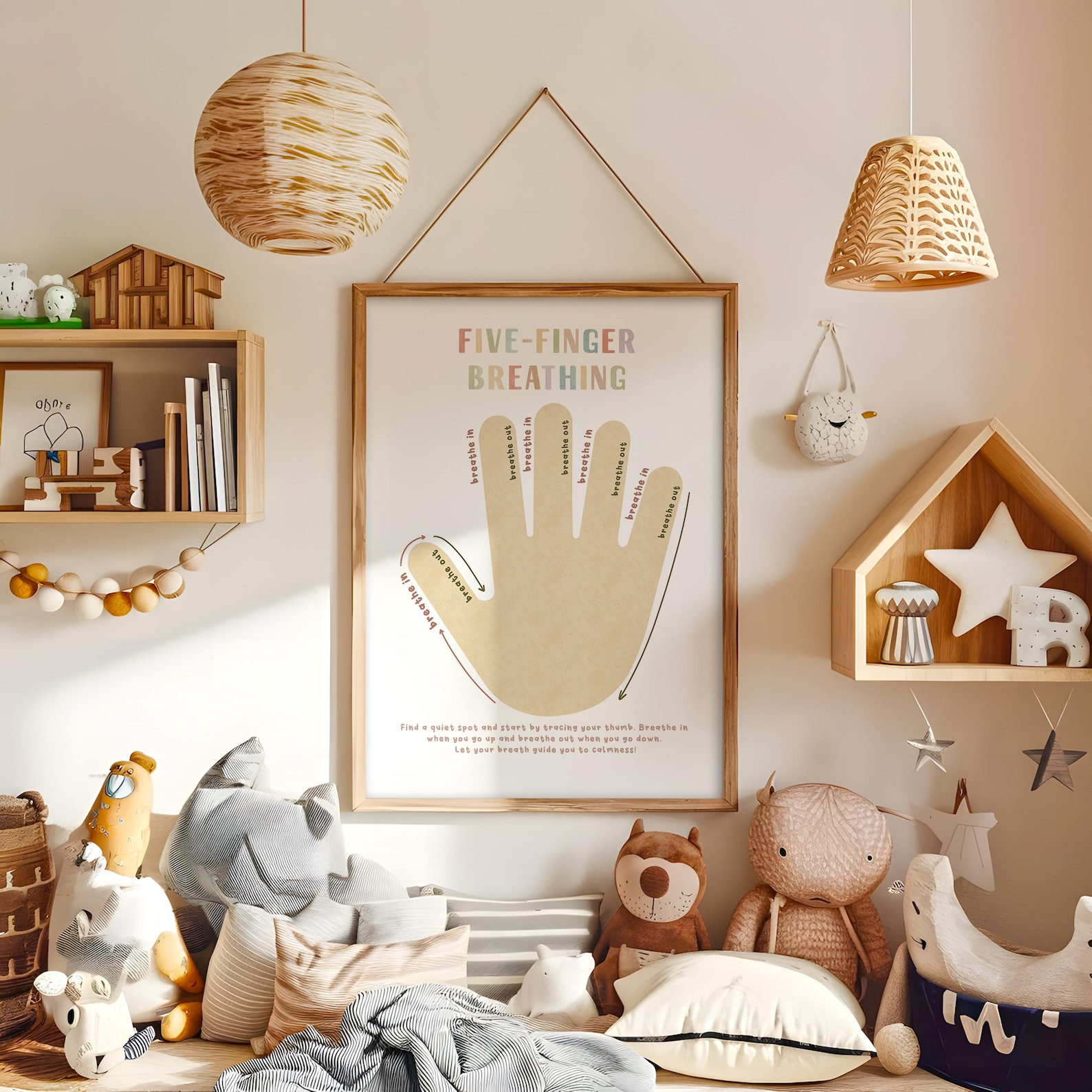 Five-finger Breathing Printable Wall Art | Mindfulness Poster for Kids ...