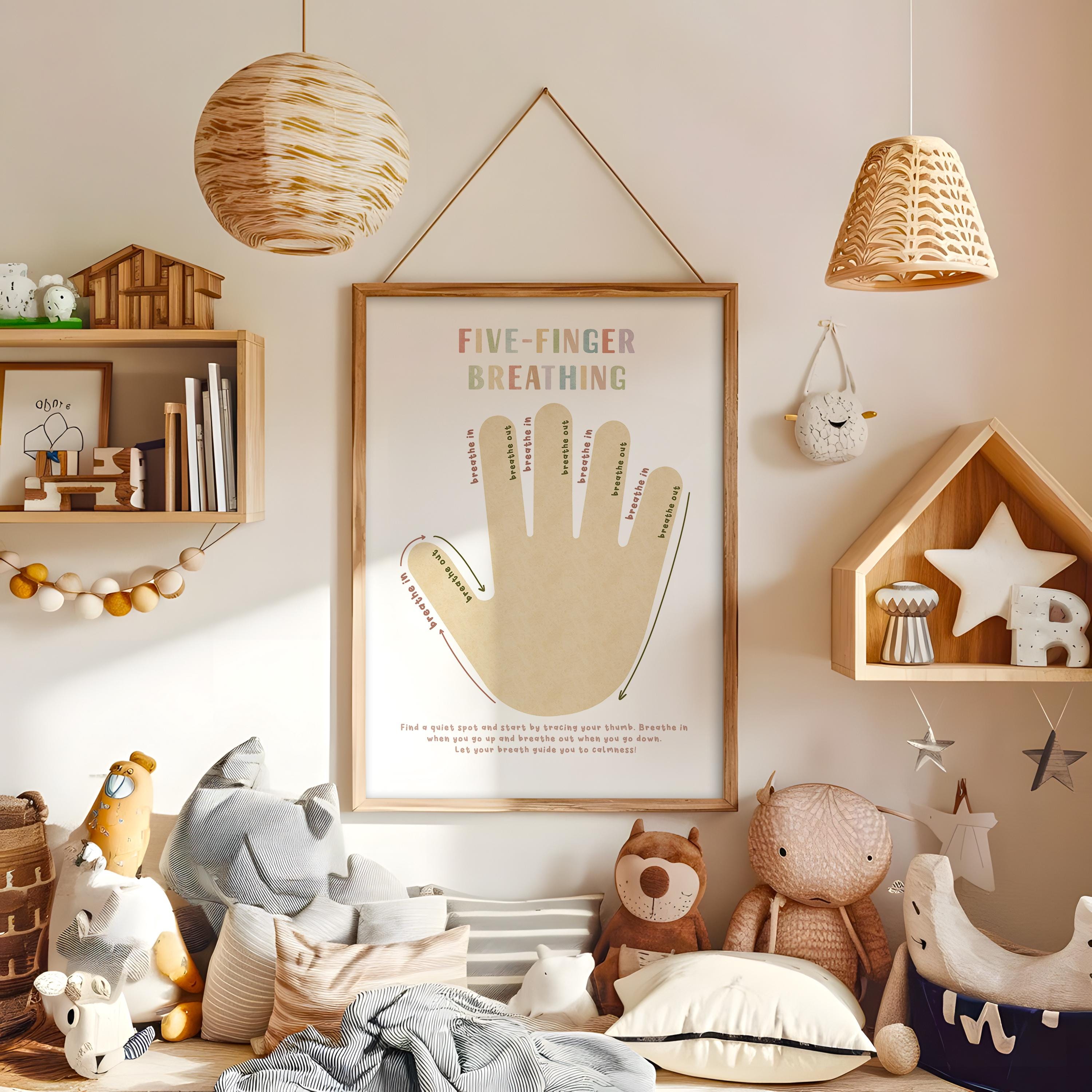 Five-finger Breathing Printable Wall Art | Mindfulness Poster for Kids ...