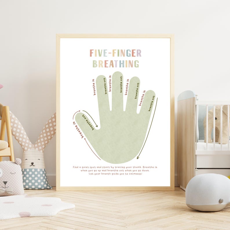 Kids' Five-finger Breathing Exercise Poster: Mindfulness Tool (digital ...