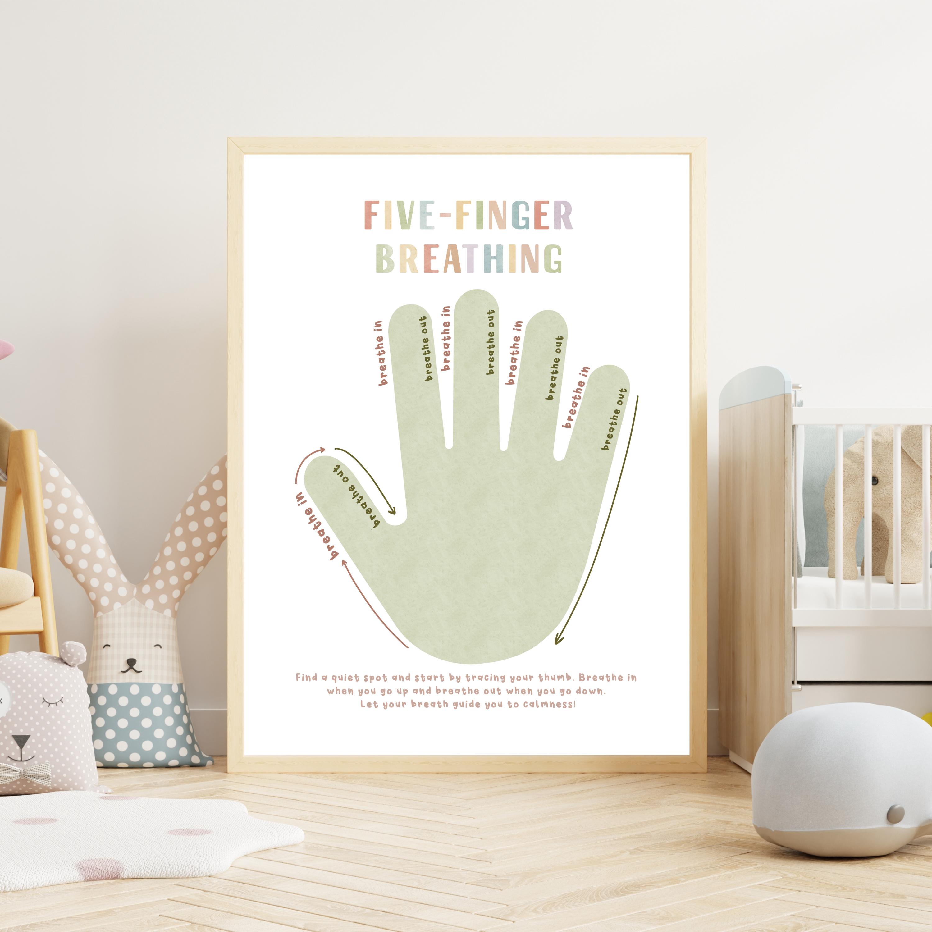 Five-finger Breathing Technique, Kids' Breathing Exercise Chart, Calm ...