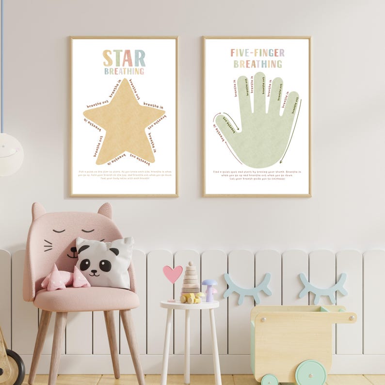 Set of 2 Five-finger Breathing and Star Breathing Printable Posters for ...