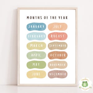 Colorful Months of the Year Poster for Kids - Educational Print ...