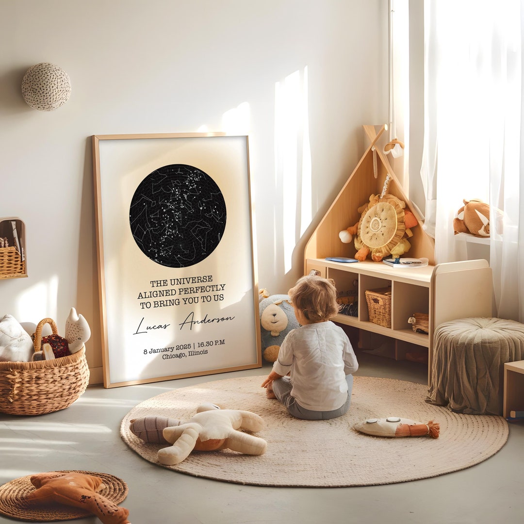 Custom Baby Star Map - Sky at Birth Design, Baby's Birth Sky - Custom ...