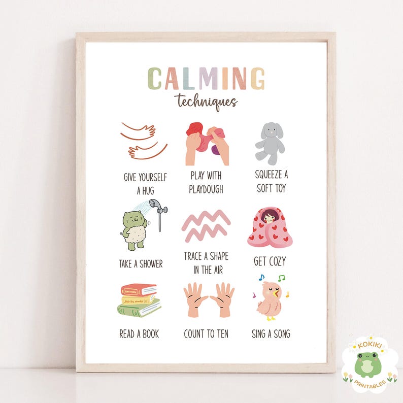 Calming Techniques Printable Poster | Mindfulness Wall Art for Kids ...