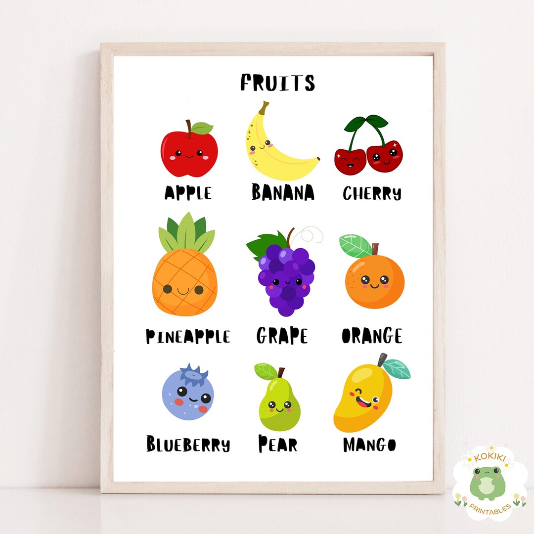 Colorful Fruits Poster for Kids - Playful and Educational Wall Art ...